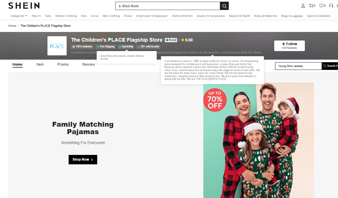 Shein Debuts Children’s Place Branded Storefront - Retail TouchPoints