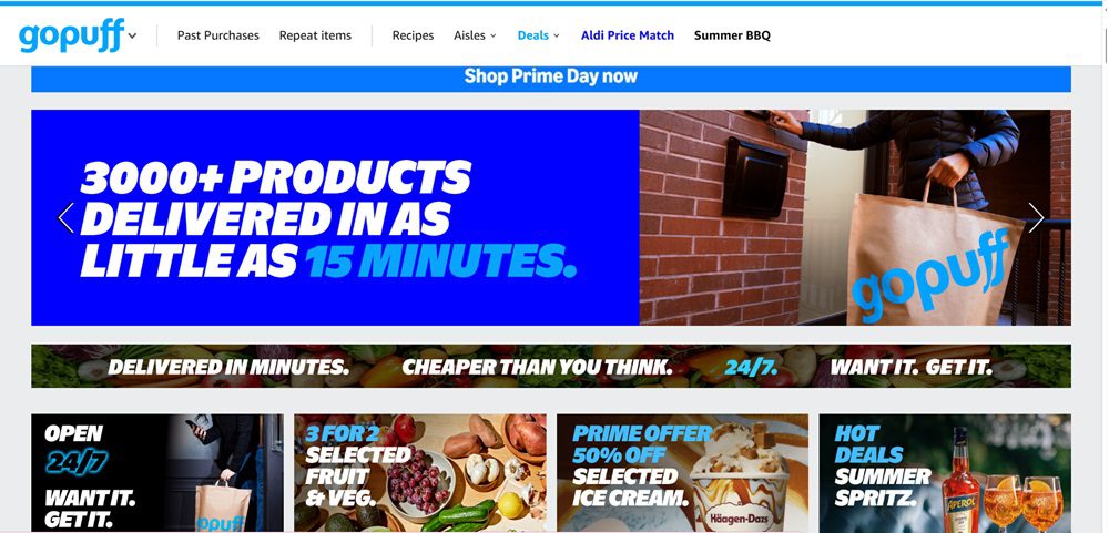 Amazon Partners with Gopuff for 15-Minute Grocery Deliveries Throughout ...